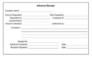 Printable Advance Payment Receipt Template