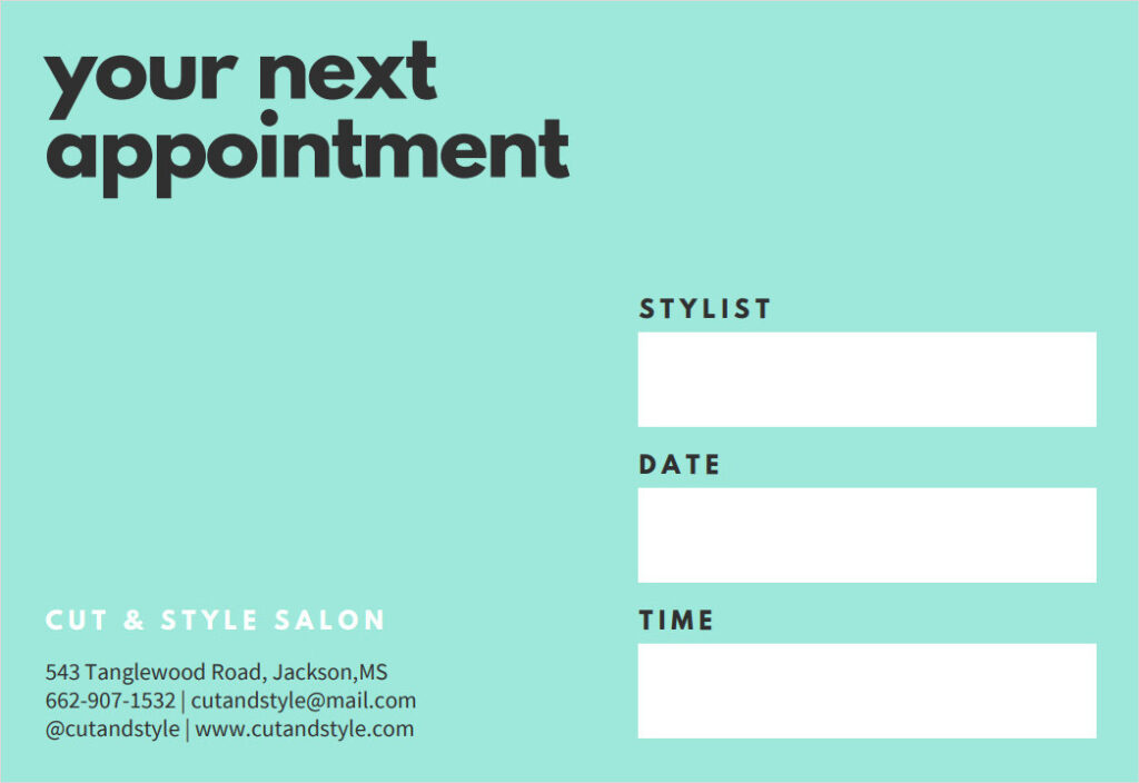 Free Printable Appointment Card Template