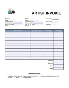 Free Printable Artist Invoice Template