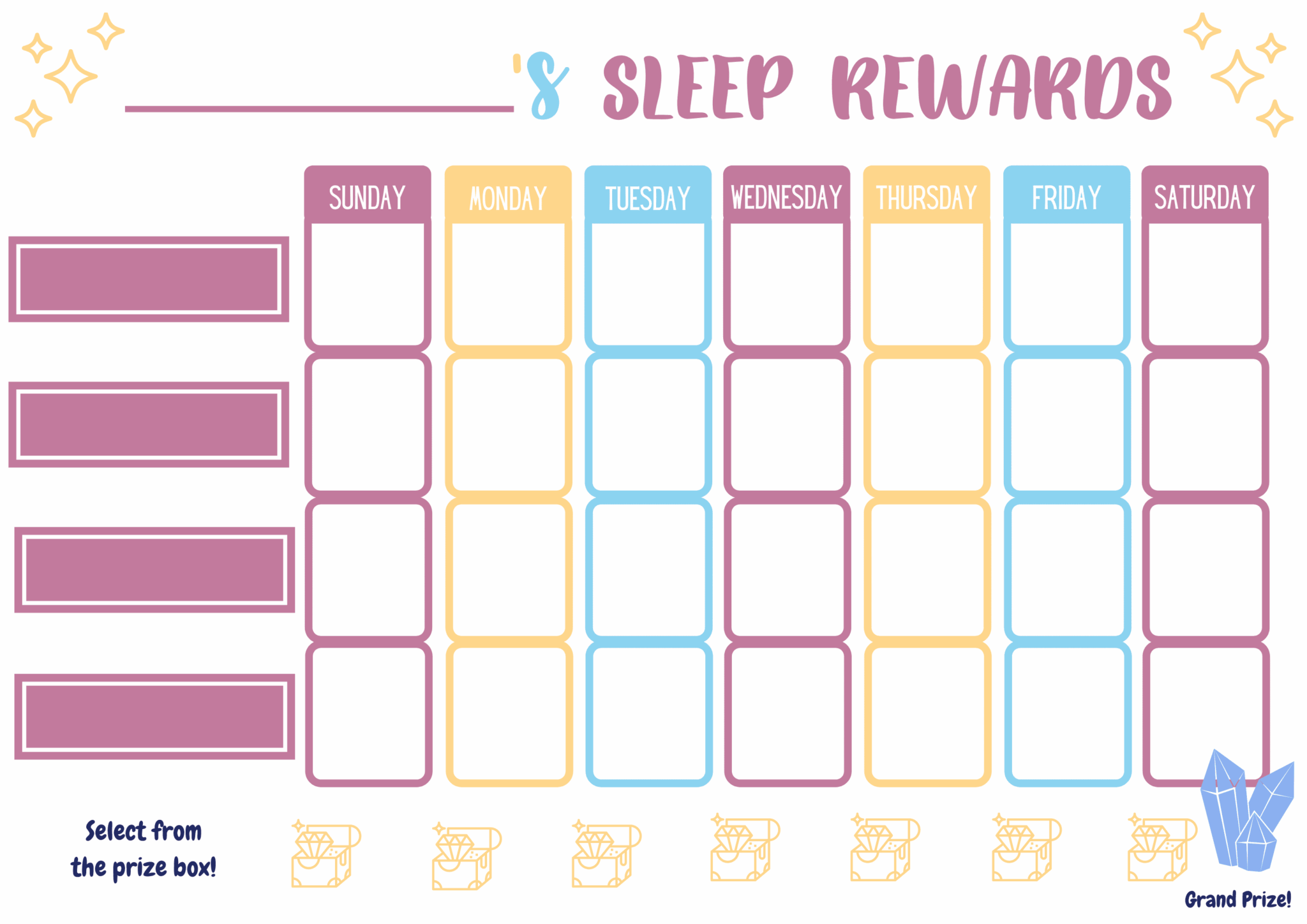 Printable Bedtime Reward Chart Template
