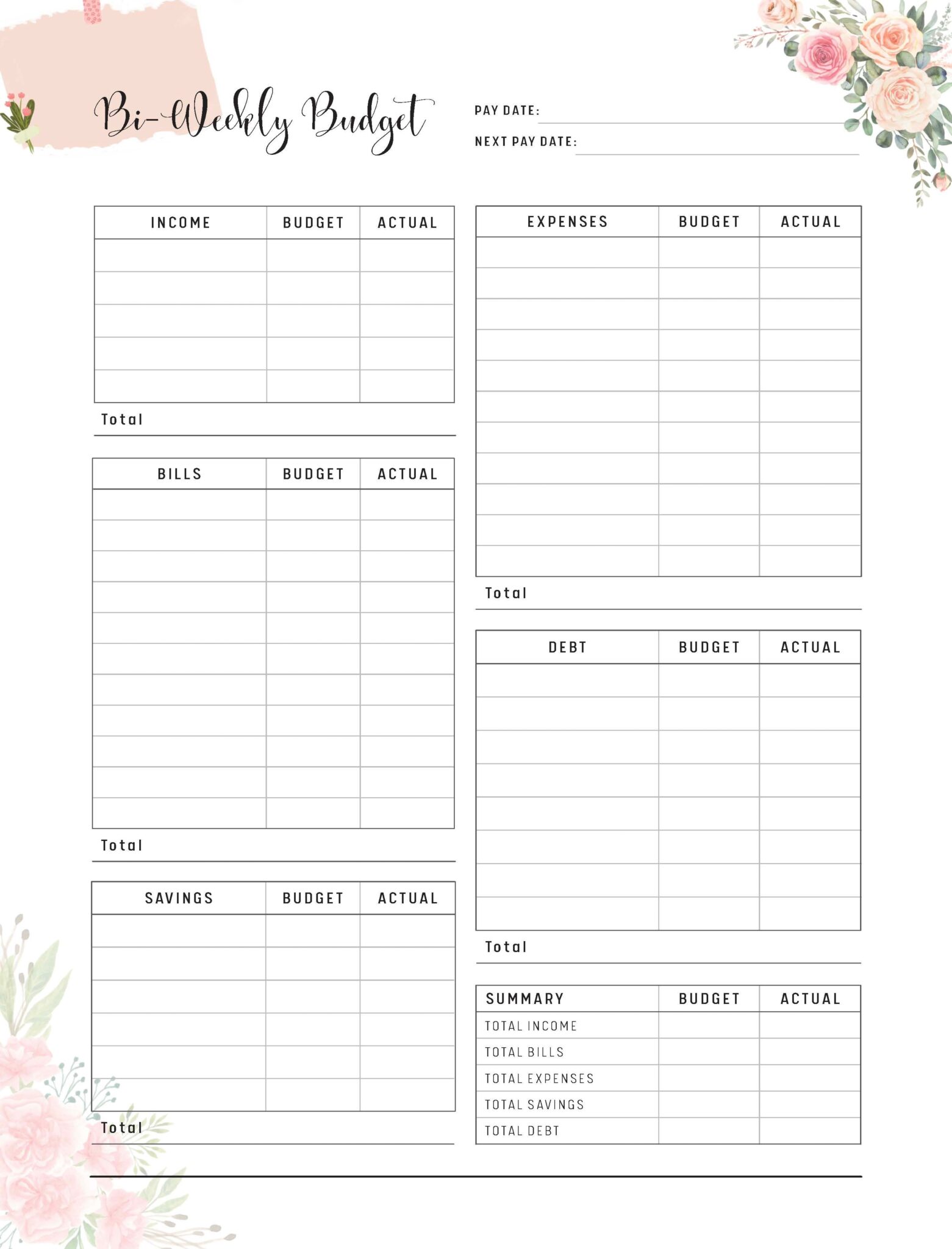 Bi-weekly Budget Template (Excel)