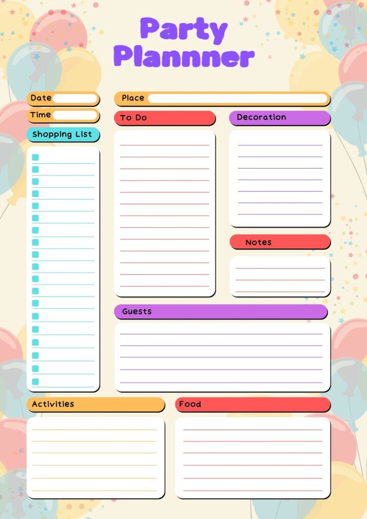 Birthday Party Planner Template