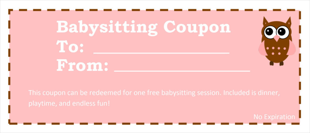 Free Printable Babysitting Coupon Template