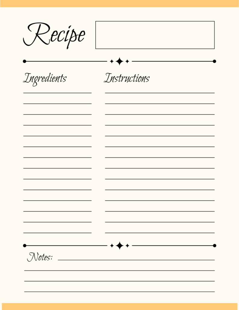 Printable Blank Recipe Card Template