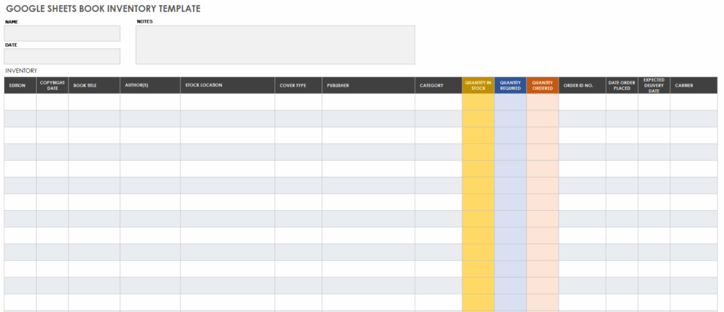 Free Printable Book Inventory List Template