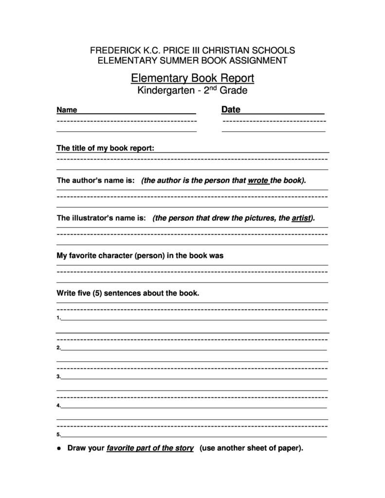 Book Report Template for 2nd Graders
