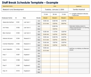 Break Schedule Template (Excel)