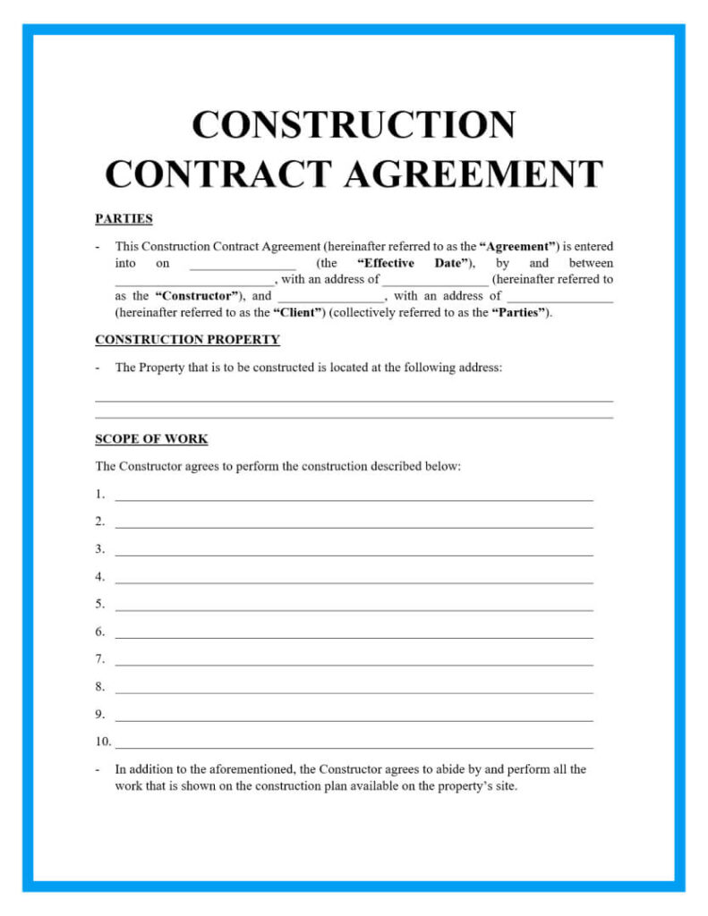 Building Contract Template (Word)