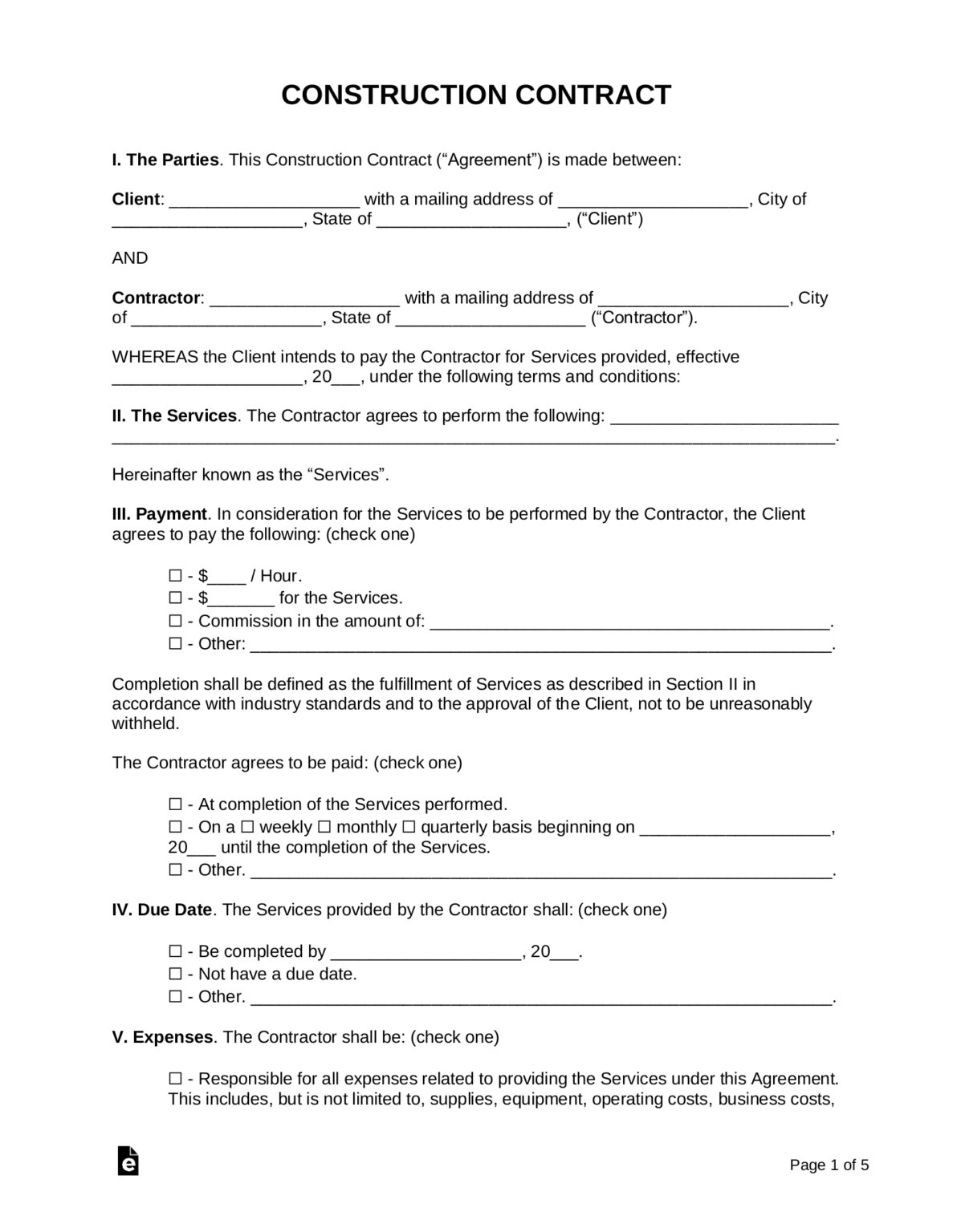 Building Contract Template (Word)