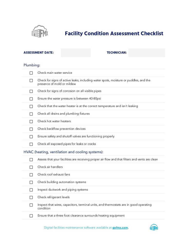 Building Facilities Checklist Template (Excel)