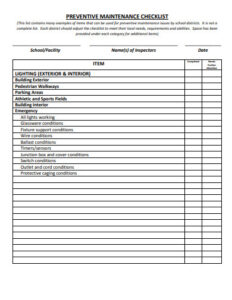 Building Facilities Checklist Template (Excel)