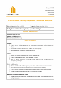 Building Facilities Checklist Template (Excel)