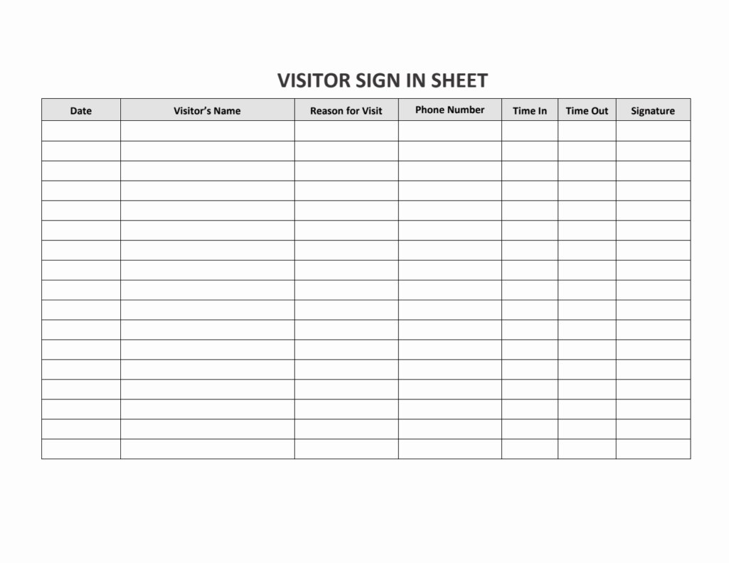 Building Visitor Sign-in Sheet Template