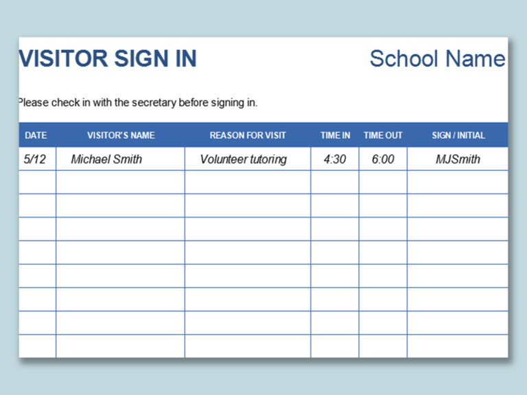 Building Visitor Sign-in Sheet Template