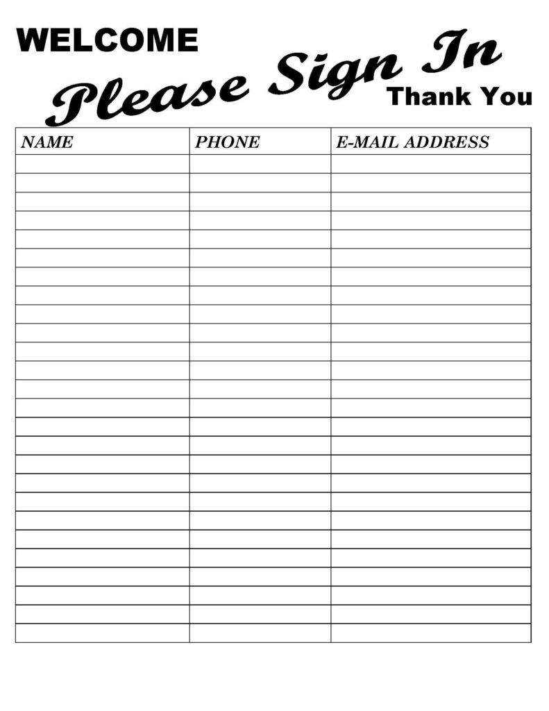Building Visitor Sign-in Sheet Template