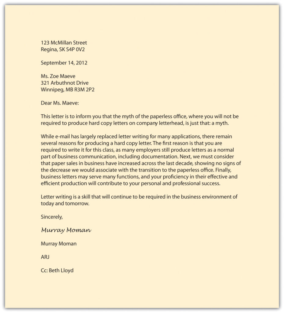 Business Communication Letter Template