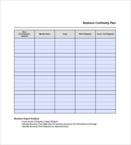 Business Continuity Plan Template (Excel)