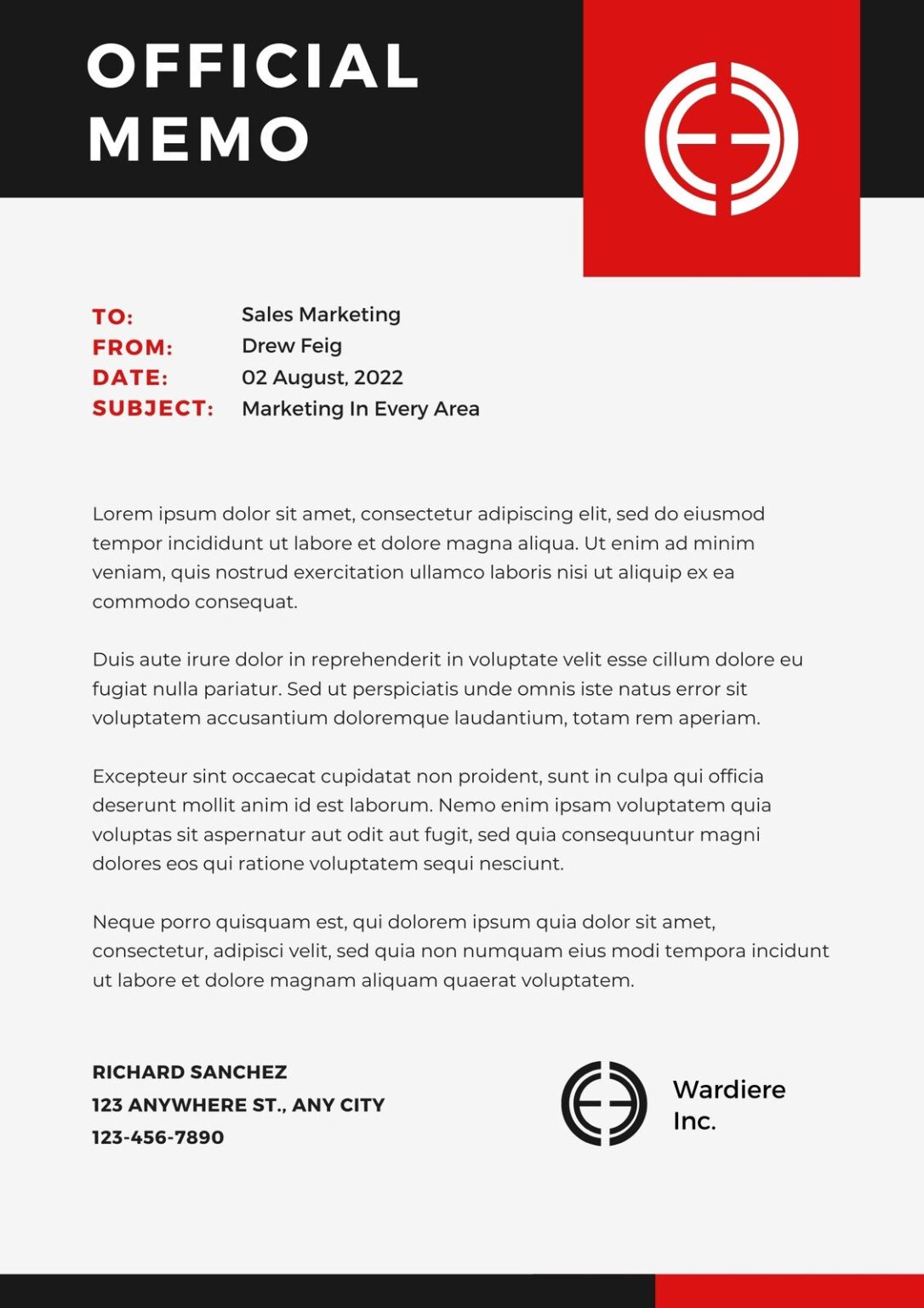 Editable Business Memo Template