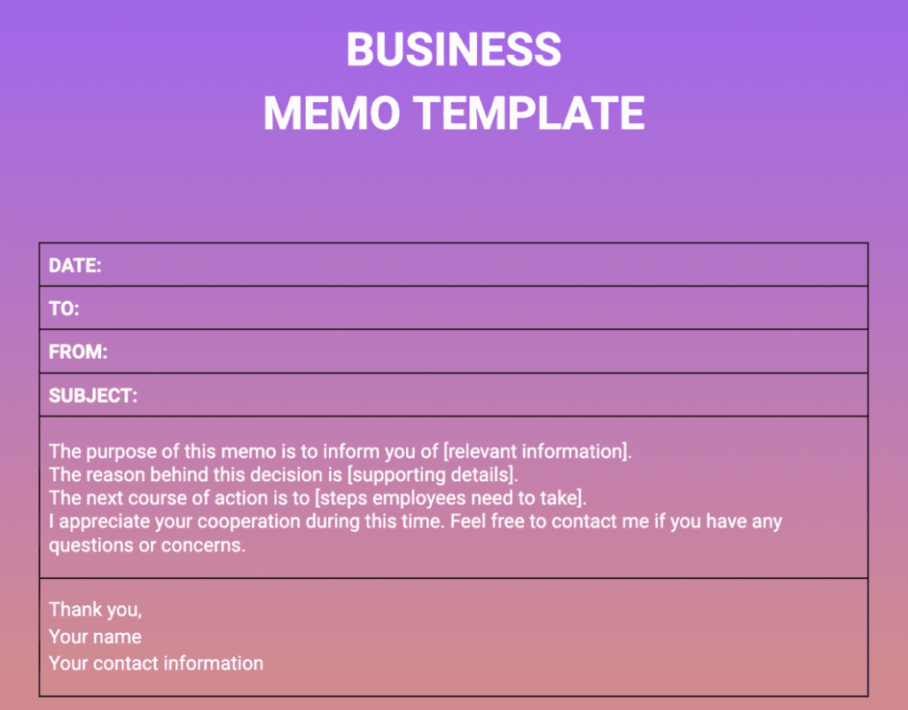 Editable Business Memo Template