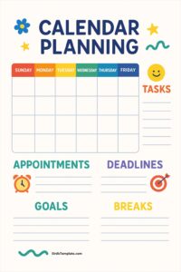 Free Printable Calendar Planning Template