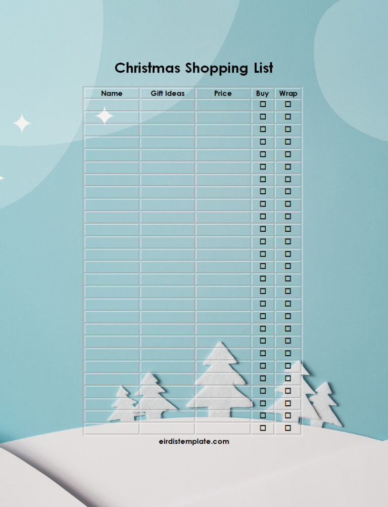Printable Christmas Shopping List Template