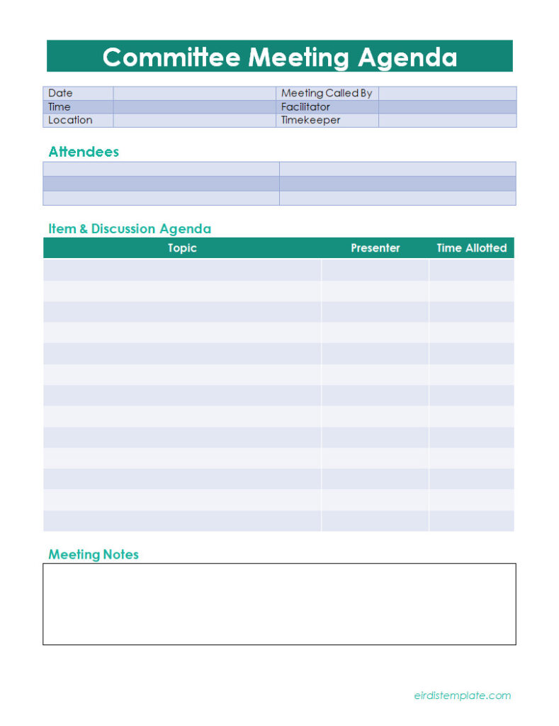 Committee Meeting Agenda Template