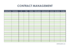 Printable Contract Management Template