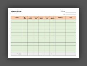 Free Printable Debt Schedule Template