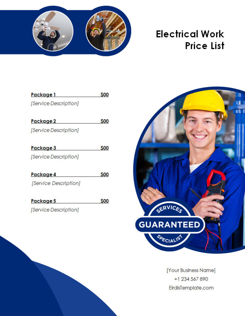 Electrical Price List Template (Word)
