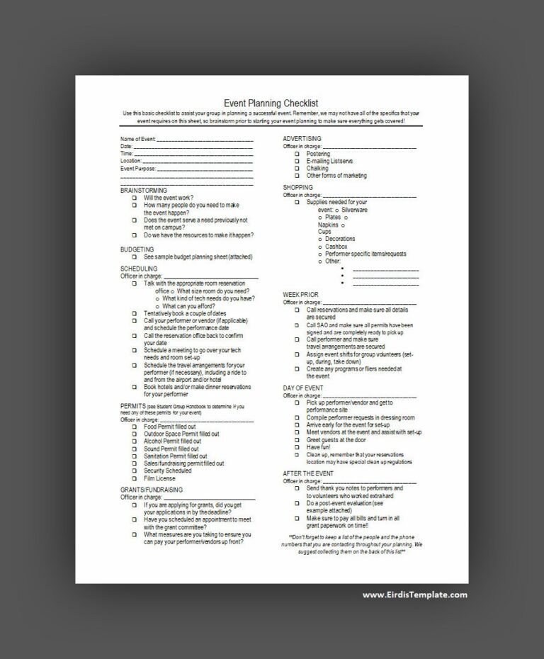 Event Planning Checklist Template