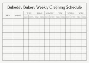 Printable Bakery Cleaning Checklist Template