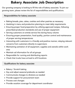 Bakery Employee Responsibility Sheet Template