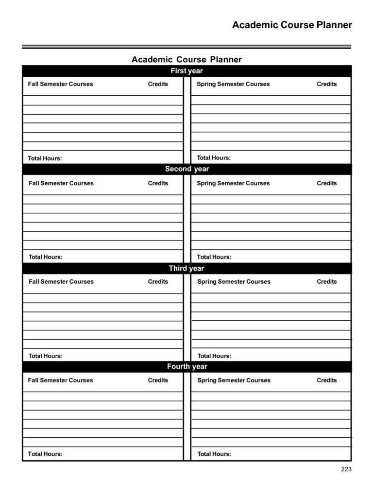 Printable Academic Planning Template