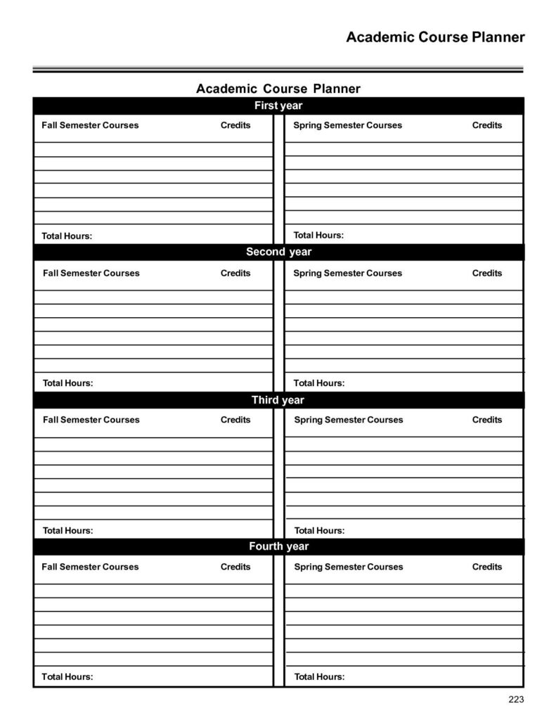 Printable Academic Planning Template
