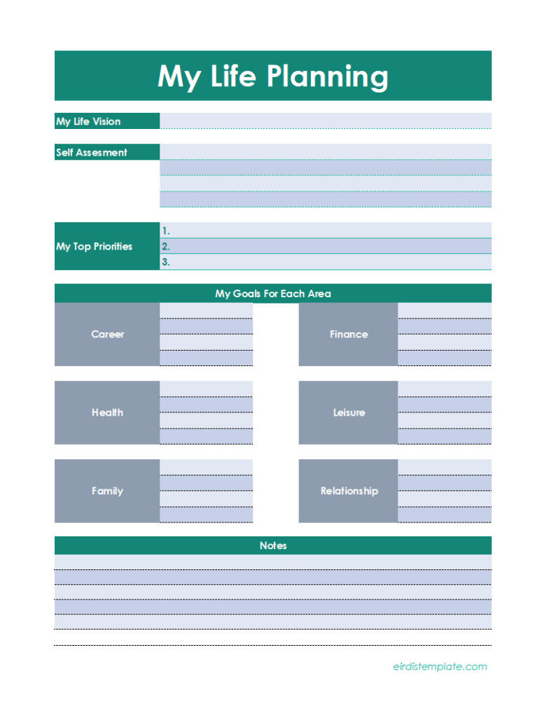 Free Printable Life Planning Template