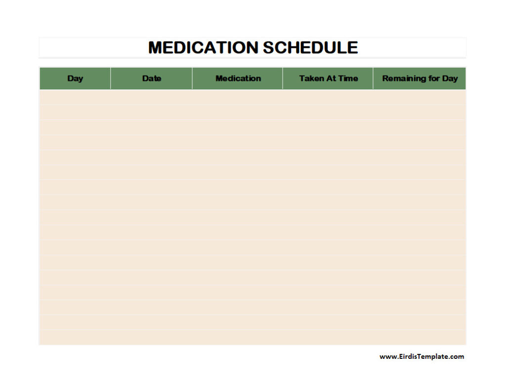 Free Printable Medication Schedule Template