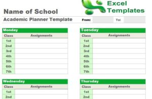 Printable Academic Planning Template