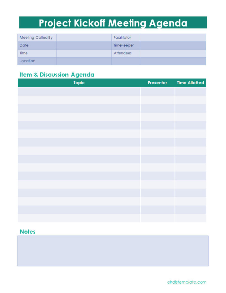 Project Kickoff Meeting Agenda Template