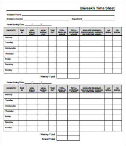Free Printable 2-Week Timesheet Template