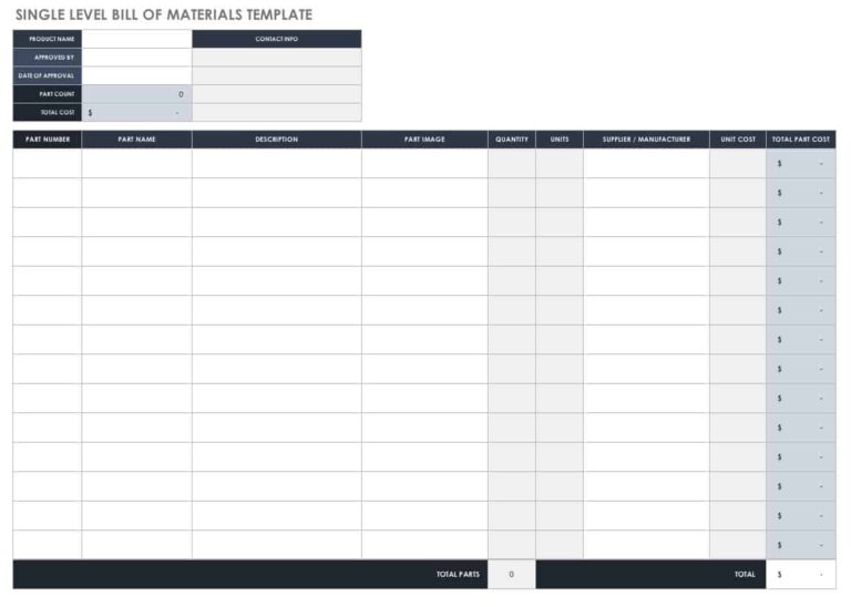 Bill of Material Template (Excel)