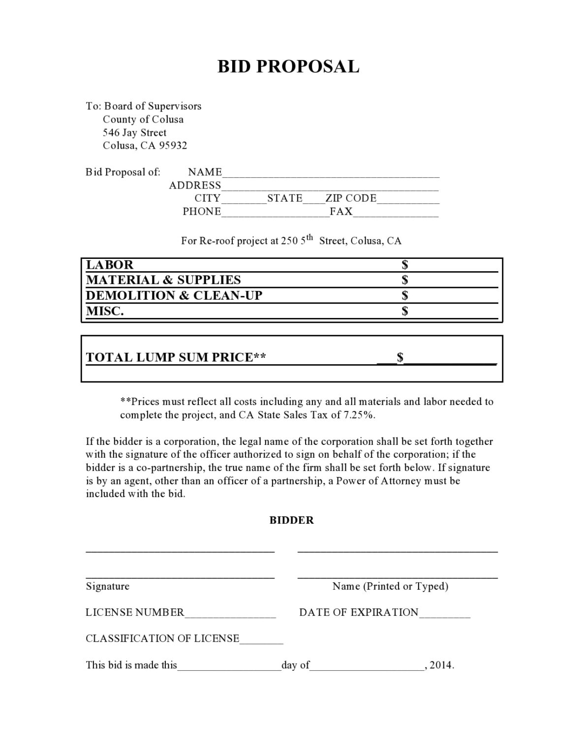Bid Proposal Template (Word)