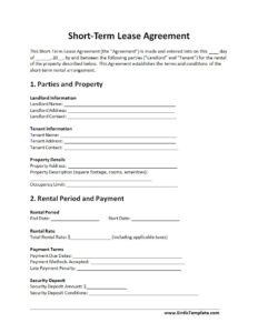 Short-Term Lease Agreement Template