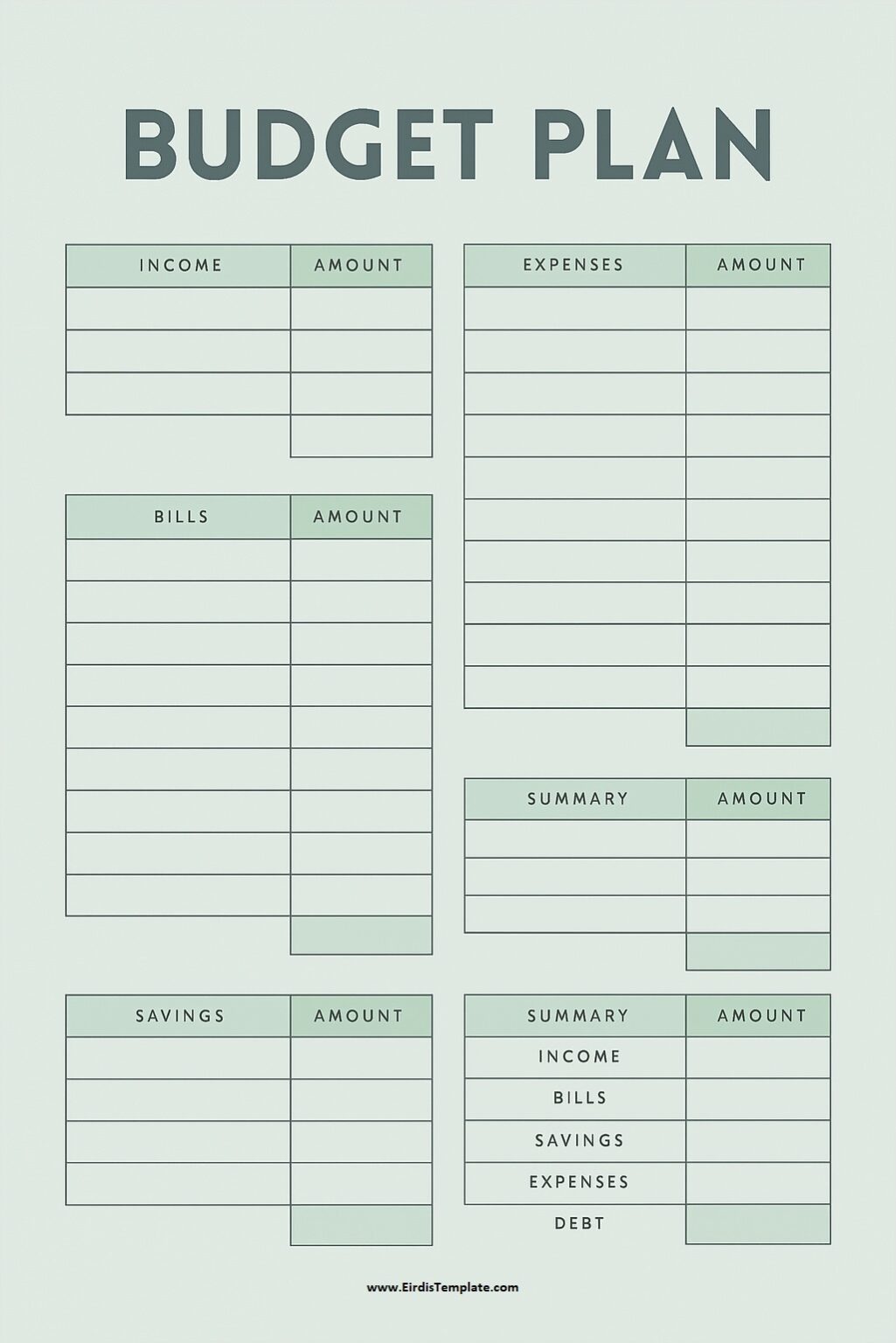 Free Printable Simple Budget Template