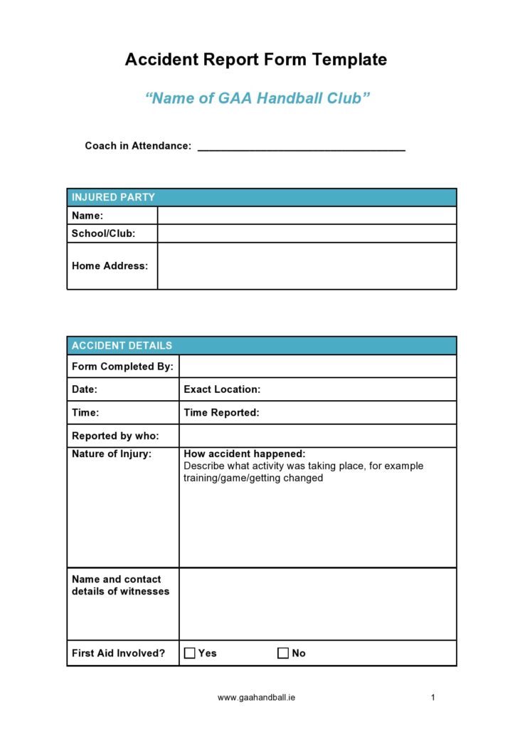 Free Printable Accident Report Form