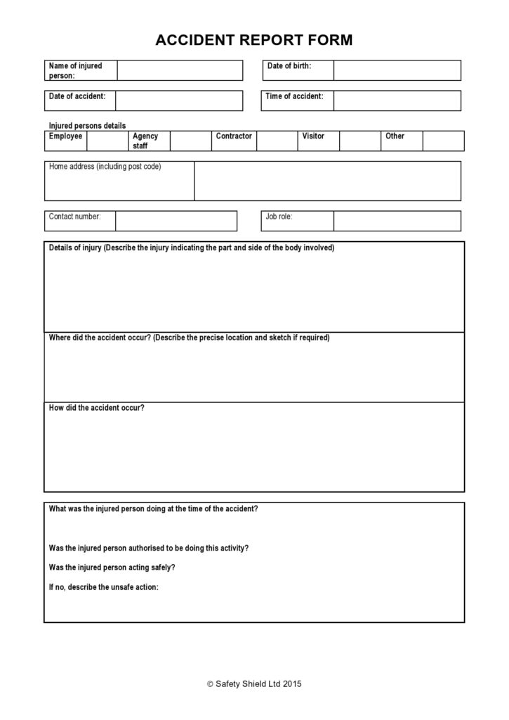 Free Printable Accident Report Form