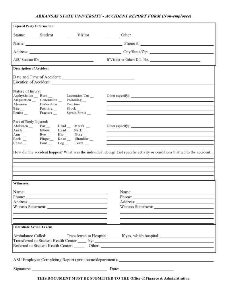 Free Printable Accident Report Form