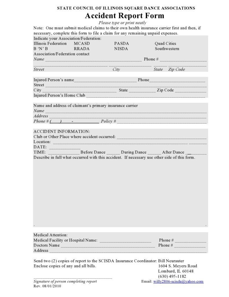 Free Printable Accident Report Form