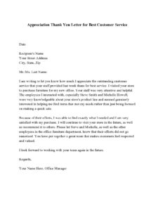 Editable Appreciation Letter Template (Word)