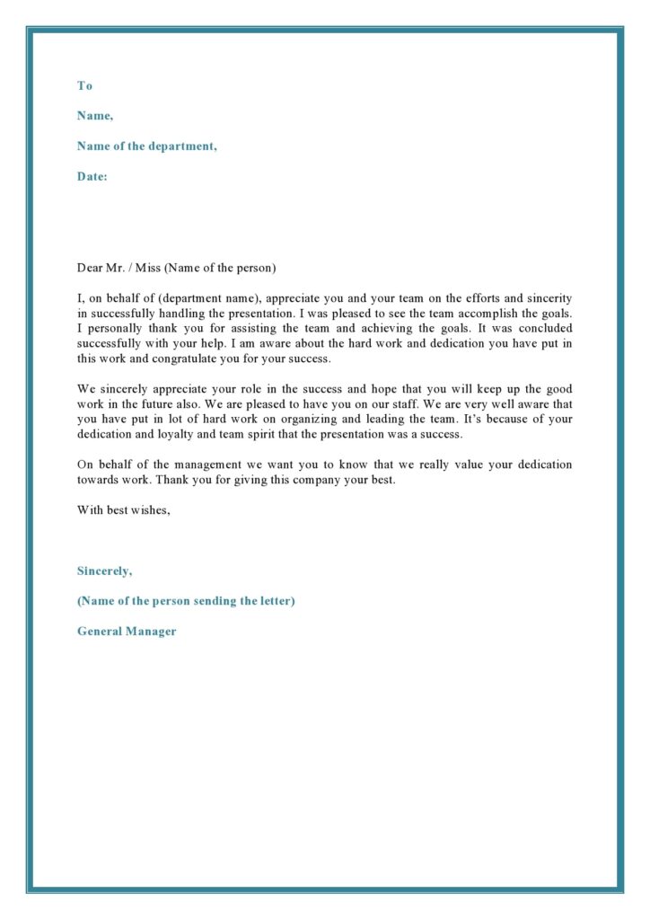 Editable Appreciation Letter Template (Word)
