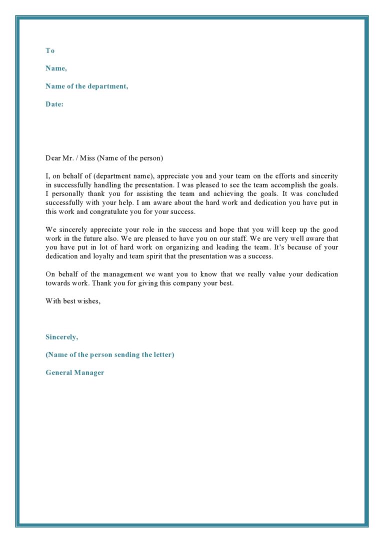 Editable Appreciation Letter Template (Word)